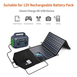 TalentCell 21W Foldable Solar Panel Charger with DC 18V and 5V USB Output for Charging All Types of 12V Rechargeable Batteries and Most 5V Devices