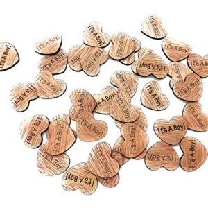 Wooden Heart Confetti ~ It's A Boy ~ Wood Hearts, Wood Confetti Engraved Love Hearts- Rustic Wedding Decor (100 count)