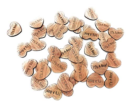 Wooden Heart Confetti ~ It's A Boy ~ Wood Hearts, Wood Confetti Engraved Love Hearts- Rustic Wedding Decor (100 count)