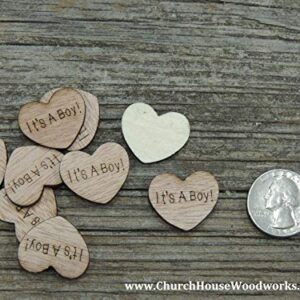 Wooden Heart Confetti ~ It's A Boy ~ Wood Hearts, Wood Confetti Engraved Love Hearts- Rustic Wedding Decor (100 count)