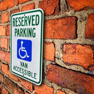 Signs Authority Reserved Parking Sign - 18Hx12W-Inch Reflective Aluminum Handicapped Parking Sign - Easy to Install Handicap Van Accessible Sign - Engineer Grade Ultra Reflective - Blue Green on White