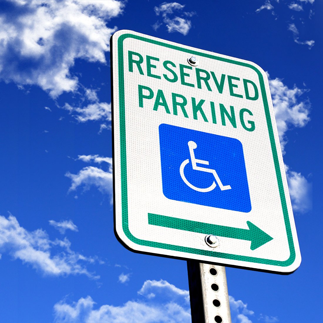 Signs Authority Reserved Parking Sign - 18Hx12W-Inch Reflective Aluminum Handicapped Parking Sign - Easy to Install Handicap Van Accessible Sign - Engineer Grade Ultra Reflective - Blue Green on White