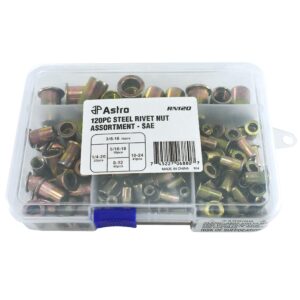 astro pneumatic tool rn120 120-piece steel rivet nut assortment - sae