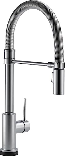 Delta Faucet Trinsic Pro Commercial Style Kitchen Faucet, Touch Kitchen Faucets with Pull Down Sprayer, Kitchen Sink Faucet, Touch Faucet, Delta Touch2O Technology, Arctic Stainless 9659T-AR-DST