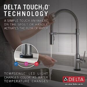 Delta Faucet Trinsic Pro Commercial Style Kitchen Faucet, Touch Kitchen Faucets with Pull Down Sprayer, Kitchen Sink Faucet, Touch Faucet, Delta Touch2O Technology, Arctic Stainless 9659T-AR-DST