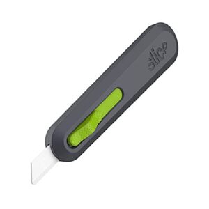 slice 10554 auto retract utility knife, finger friendly, safe ceramic blade retracts automatically, lasts 11x longer than steel, 1 pack, green