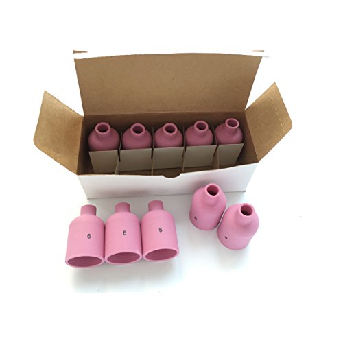 Pack of 10,Large Gas Lens Alumina Cup Shield Nozzles 57N75(#6) Fit PTA DB HW WP-17 18 26 Series TIG Welder Torch