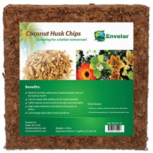 envelor coco coir chips orchid potting mix 10 lb brick mulch potting soil indoor plant planting chips coconut fiber substrate orchid bark growing media coir husk chips compressed coconut coir