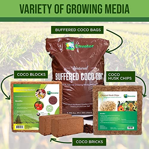 Envelor Coco Coir Chips Orchid Potting Mix 10 Lb Brick Mulch Potting Soil Indoor Plant Planting Chips Coconut Fiber Substrate Orchid Bark Growing Media Coir Husk Chips Compressed Coconut Coir