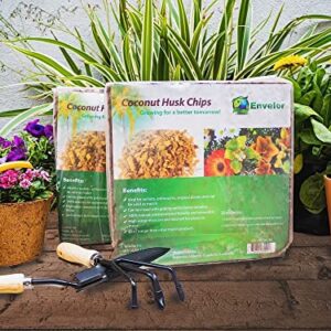 Envelor Coco Coir Chips Orchid Potting Mix 10 Lb Brick Mulch Potting Soil Indoor Plant Planting Chips Coconut Fiber Substrate Orchid Bark Growing Media Coir Husk Chips Compressed Coconut Coir