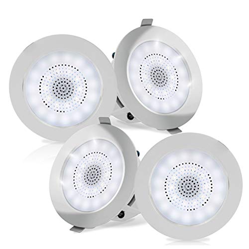 Pyle 4” Pair Bluetooth Flush Mount In-wall In-ceiling 2-Way Home Speaker System Built-in LED Lights Aluminum Housing Spring Clips Polypropylene Cone & Tweeter 4 Ch Amplifier 320 Watts (PDIC4CBTL4B)