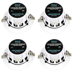 Pyle 4” Pair Bluetooth Flush Mount In-wall In-ceiling 2-Way Home Speaker System Built-in LED Lights Aluminum Housing Spring Clips Polypropylene Cone & Tweeter 4 Ch Amplifier 320 Watts (PDIC4CBTL4B)