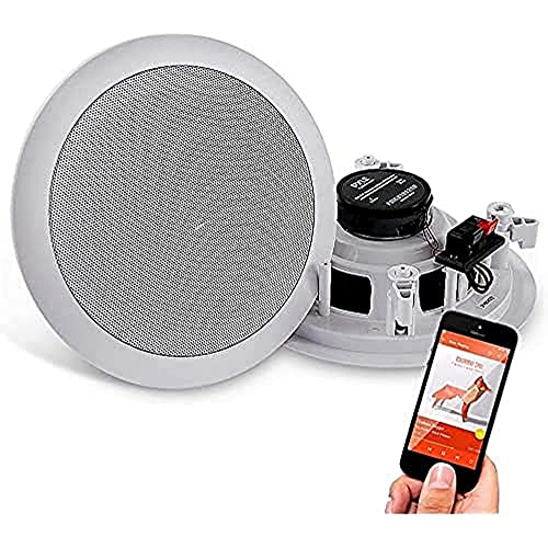 Pyle 6.5” Pair Bluetooth Flush Mount In-wall In-ceiling 2-Way Speaker System Quick Connections Changeable Round/Square Grill Polypropylene Cone & Polymer Tweeter Stereo Sound 150 Watt (PDICBT652RD)