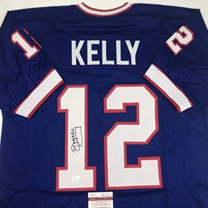 autographed/signed jim kelly buffalo blue football jersey jsa coa