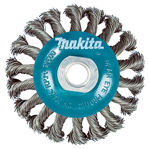 Makita 1 Piece - 4 Inch Knotted Twist Wire Wheel Brush for Grinders - Heavy-Duty Conditioning for Metal - 4" x 5/8-Inch | 11 UNC