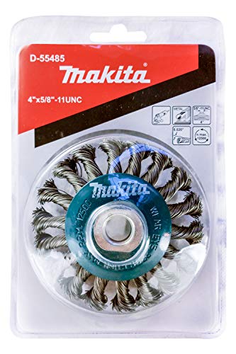 Makita 1 Piece - 4 Inch Knotted Twist Wire Wheel Brush for Grinders - Heavy-Duty Conditioning for Metal - 4" x 5/8-Inch | 11 UNC