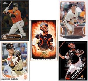 buster posey (5) baseball cards - san francisco giants assorted mlb major league baseball trading cards