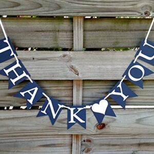 Thank You banner in Navy blue and White with heart