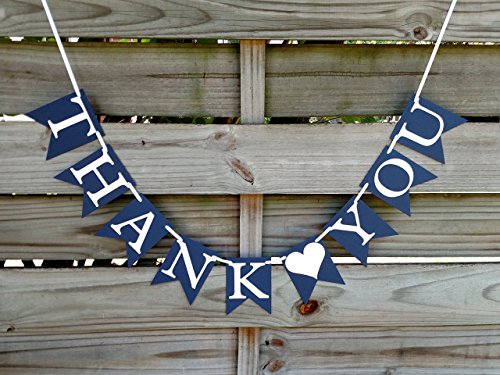 Thank You banner in Navy blue and White with heart