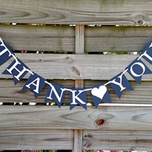 Thank You banner in Navy blue and White with heart