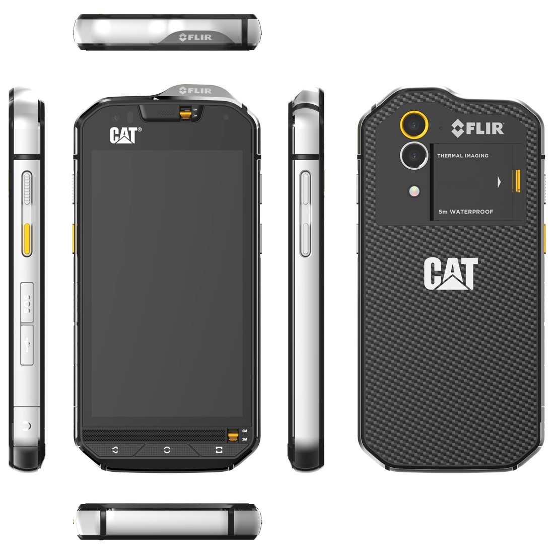 CAT PHONES S60 Rugged Waterproof Smartphone with integrated FLIR camera, Black (CS60SUBUSAUN)