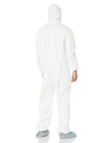 DuPont unisex-adult TY122S-XL-EACH Disposable Elastic Wrist, Bootie and Hood Tyvek Coverall Suit 1414, X-Large, White