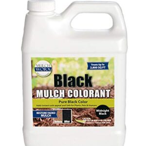 MulchWorx Black Mulch Color Concentrate- Quart - Treats 2,800 Sq. Ft. - Pure Midnight Black Mulch Dye Spray