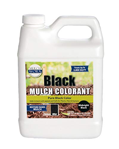 MulchWorx Black Mulch Color Concentrate- Quart - Treats 2,800 Sq. Ft. - Pure Midnight Black Mulch Dye Spray