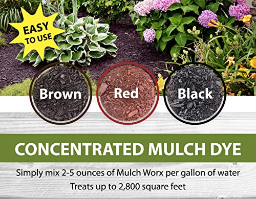 MulchWorx Black Mulch Color Concentrate- Quart - Treats 2,800 Sq. Ft. - Pure Midnight Black Mulch Dye Spray