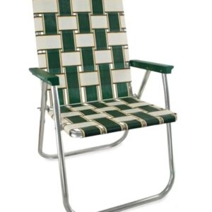 Lawn Chair USA - Outdoor Chairs for Camping, Sports and Beach. Chairs Made with Lightweight Aluminum Frames and UV-Resistant Webbing. (Classic, Charleston with Green Arms)