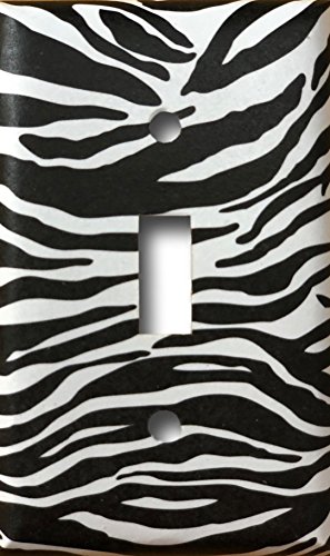 Black White Zebra Animal Print Safari Decor Decorative Single Toggle Light Switch Wall Plate