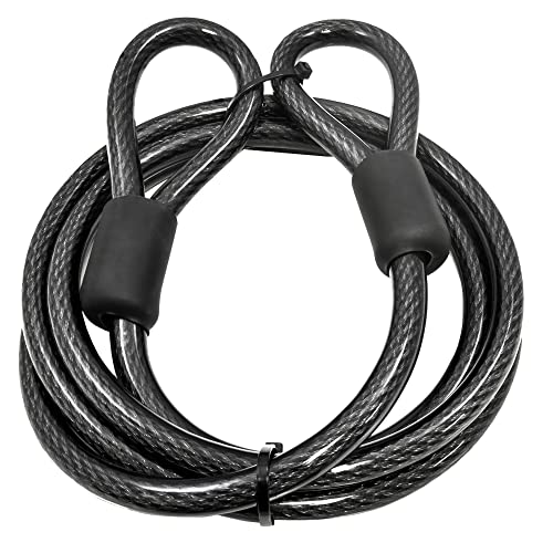 Lumintrail 12mm (1/2 inch) Heavy-Duty Security Cable, Vinyl Coated Braided Steel with Sealed Looped Ends (4', 7', 10', 15' or 30') (7-FT)