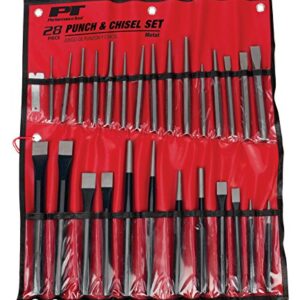 Performance Tool W7540 28-Piece Punch and Chisel Set - Strong 6150 Chrome Vanadium Steel, Heat Treated and Tempered, with Storage Tray Included