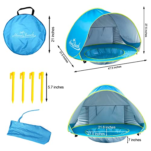 Monobeach Baby Beach Tent Pop Up Portable Shade Pool UV Protection Sun Shelter for Infant