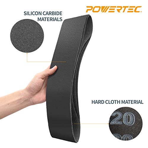 POWERTEC 456603 4” x 36” Sanding Belts, Silicon Carbide Abrasive 600 Grit Sandpaper – 3 Pack