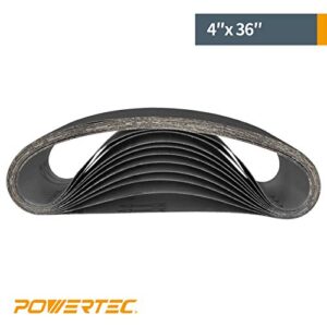 POWERTEC 456603 4” x 36” Sanding Belts, Silicon Carbide Abrasive 600 Grit Sandpaper – 3 Pack