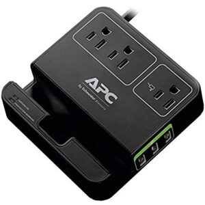 apc p3u3b 3-outlet surgearrest surge protector with 3 usb ports (black)