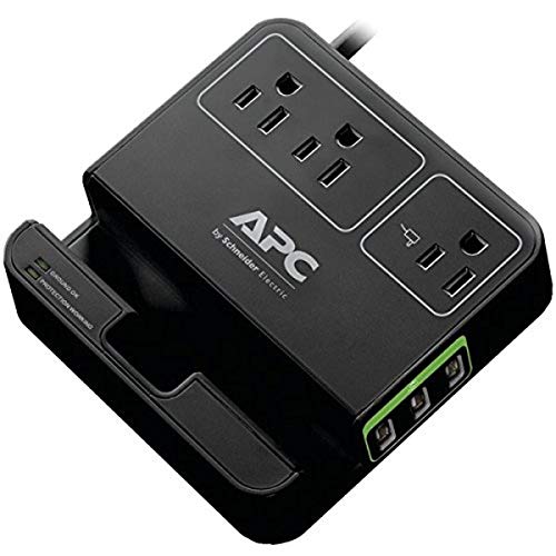 APC P3U3B 3-Outlet SurgeArrest Surge Protector with 3 USB Ports (Black)