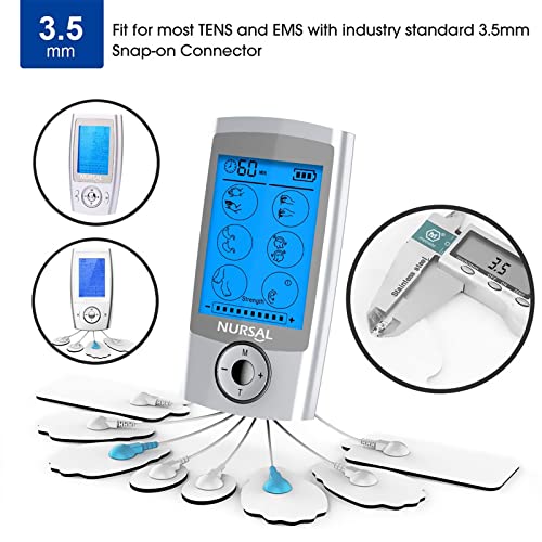 TENS/EMS Unit Replacement Pads NURSAL 20 Pack 3.5mm Snap Electrode Pads for Electrotherapy (Not Fit NURSAL Blue Tens) Reuse More Than 30 Times, Compatible with Belifu, AVCOO, MEDVICE TENS Machine