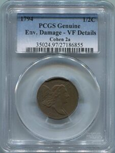 1794 p liberty cap half cent vf details pcgs