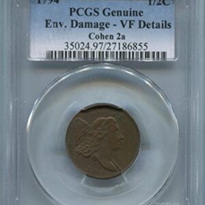 1794 P Liberty Cap Half Cent VF Details PCGS