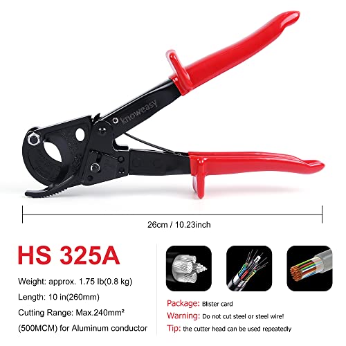 Knoweasy Cable Cutter and Ratchet Wire Cutter Works for Aluminum and Multi-core Cables up to 240mm²