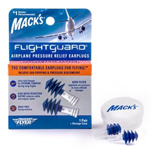 Mack’s Flightguard Airplane Pressure Relief Earplugs – 26dB NRR, 33dB SNR – Comfortable, Safe, Travel Ear Plugs for Flying Air Pressure Ear Pain, Ear Popping and Noise Reduction