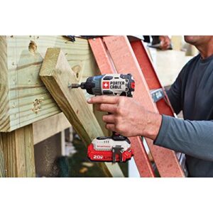 PORTER-CABLE 20V MAX Impact Driver Kit, 1/4 Inch, 2,700 RPM, Battery and Charger Included (PCCK647LB)