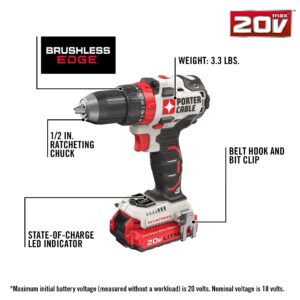 PORTER-CABLE 20V MAX* Cordless Drill / Driver Kit, 1/2-Inch (PCCK607LB)