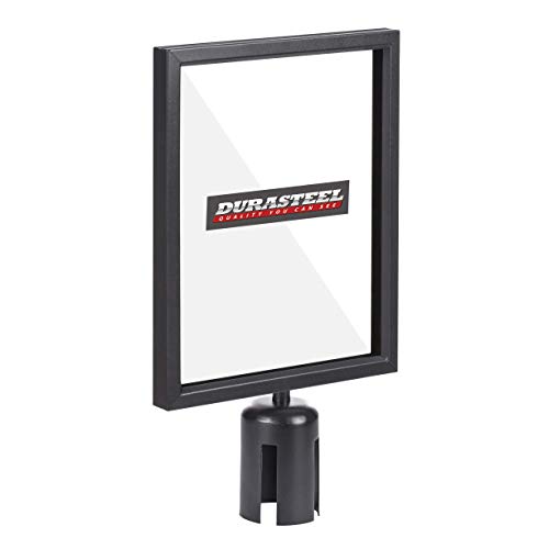 DuraSteel Stanchion Sign Holder - Portrait Display for 8.5" x 11" Paper Size - Double Sided Sign Frame with Plexiglass Cover - NOT Fit with US Weigh Sentry Stanchion - Crowd Control & Queue Barrier