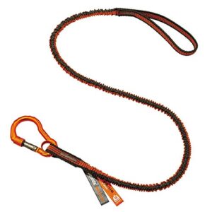 ergodyne squids 3100f(x) tool lanyard, shock absorbing with self-locking carabiner and loop end, tool weight capacity 10lbs , standard , gray