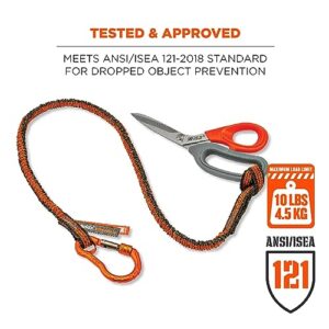 Ergodyne Squids 3100F(x) Tool Lanyard, Shock Absorbing with Self-Locking Carabiner and Loop End, Tool Weight Capacity 10lbs , Standard , Gray