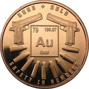 Jig Pro Shop Safety in Numbers Series 1 oz .999 Pure Copper Round/Challenge Coin (Guns & Gold)