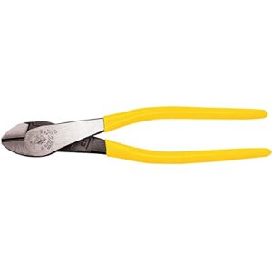 klein tools d2000-49 pliers, diagonal cutting pliers with heavy-duty cutting knives, short jaws and dual material grips, 9-inch